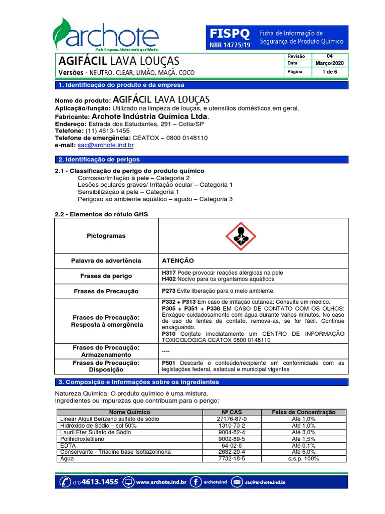 Fispq-Agifacil-Lavaloucas Modelo | PDF | Embalagem e rotulagem ...