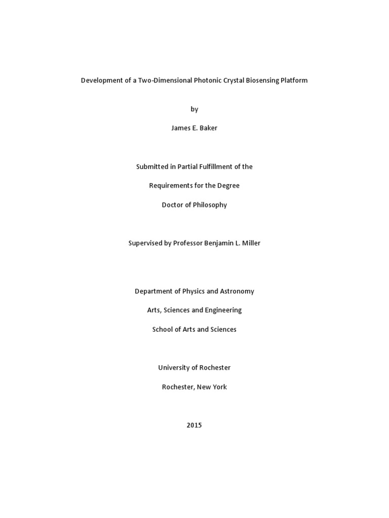 Development of A Two-Dimensional Photonic Crystal Biosensing Platform | PDF | Biosensor ...