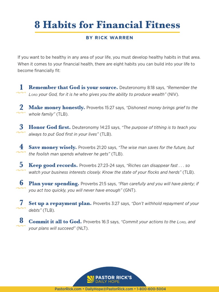 8 Habits For Financial Fitness | PDF