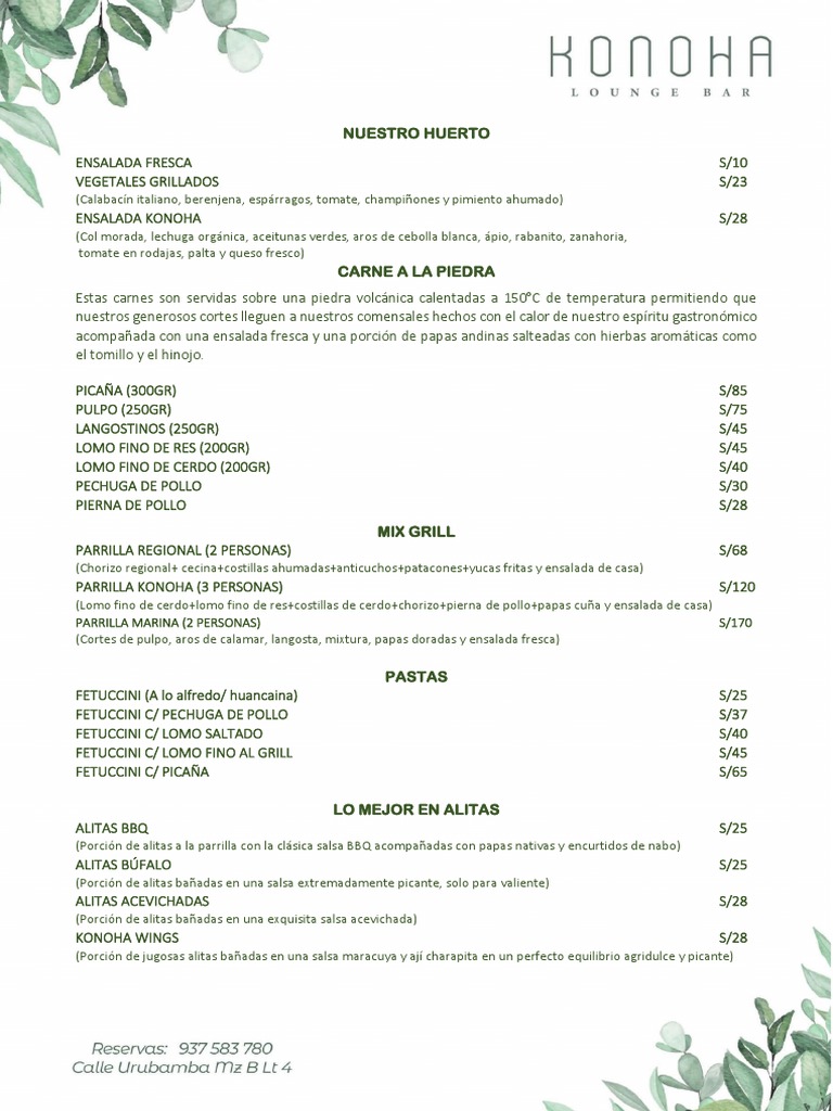 Carta Konoha Dic | PDF | ensalada | Parilla