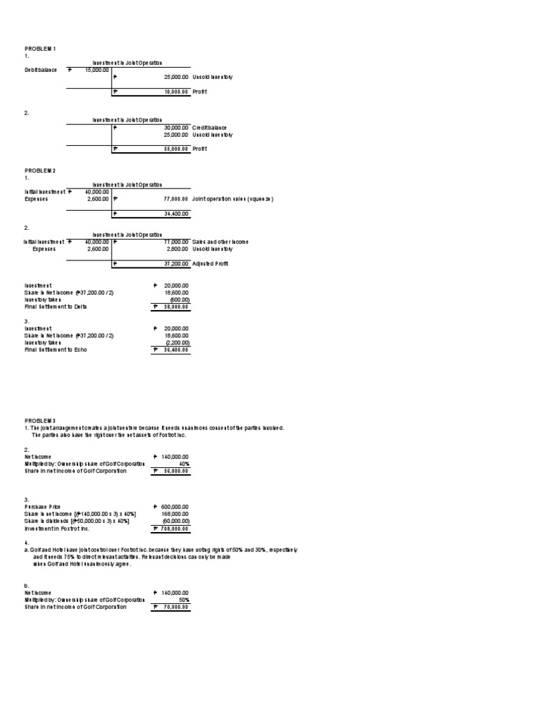ProbSet On Joint Arrangements | PDF | Investing | Net Income