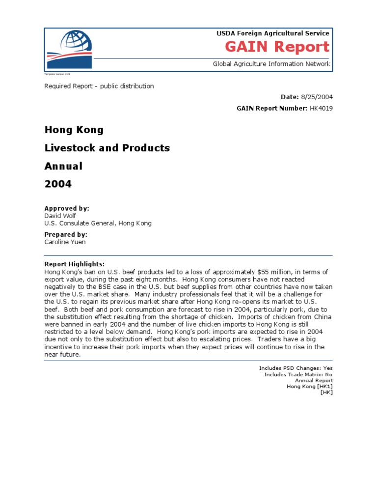 Usda Gain Report 2004 | PDF | Beef | Pork