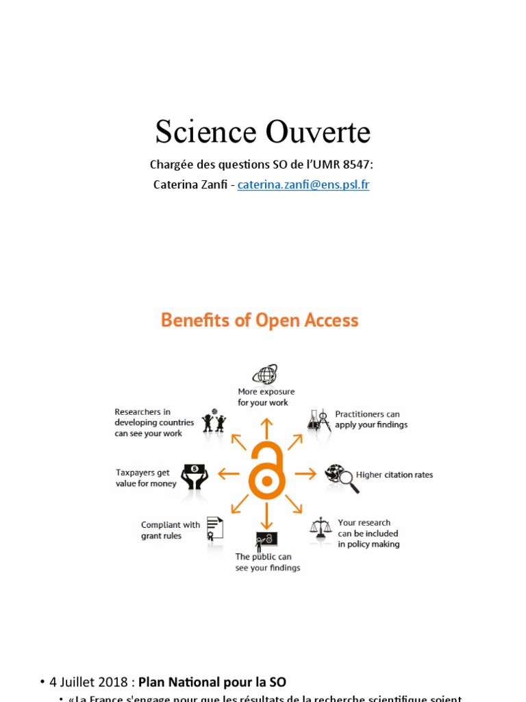 Présentation Science Ouverte Labo | PDF | Libre accès | Sciences de l ...
