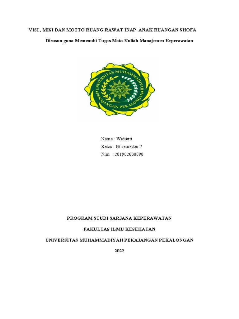 Tugas Visi, Misi Dan Motto - Widiarti (201902030090) | PDF