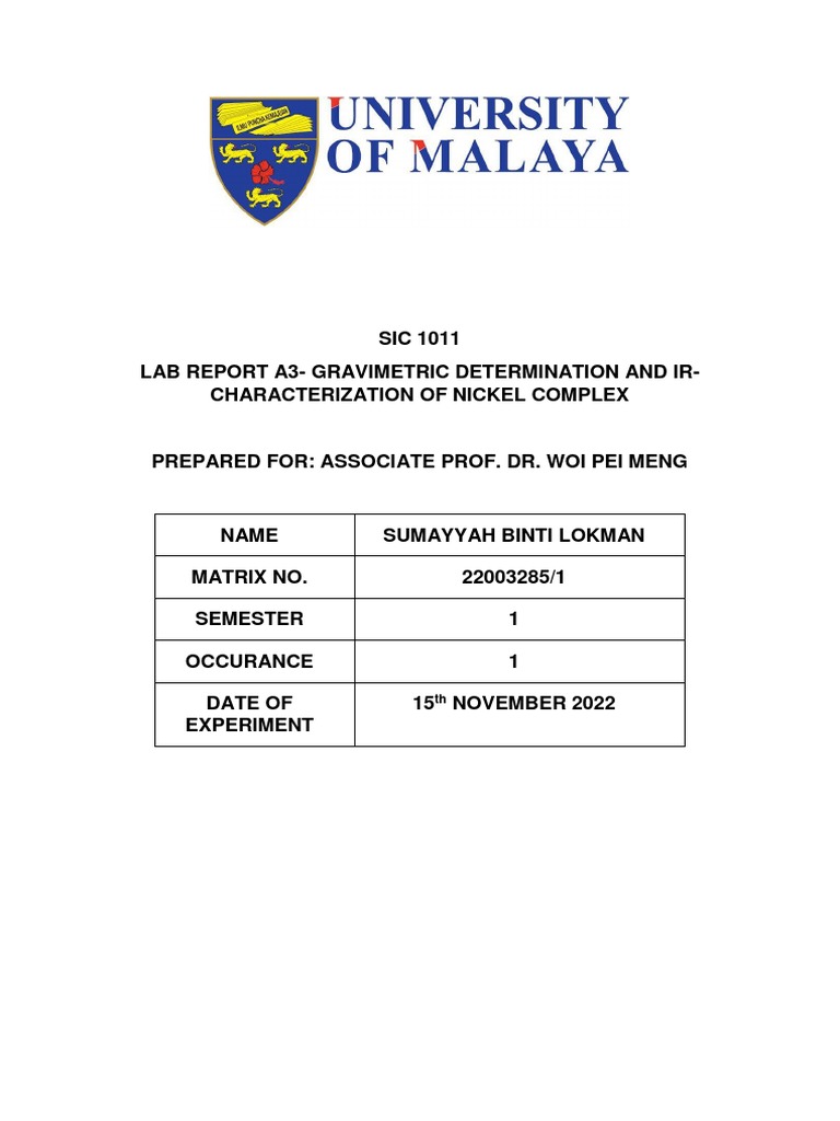 Lab Report A3 | PDF | Infrared Spectroscopy | Precipitation (Chemistry)