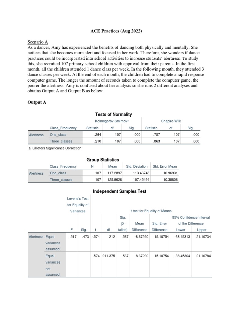 ACE Practices (August 2022) - Answer | PDF | Student's T Test ...