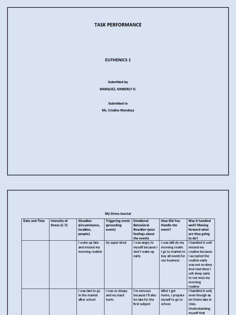 Task Performance Euthenics | PDF | Psychology | Psychological Concepts