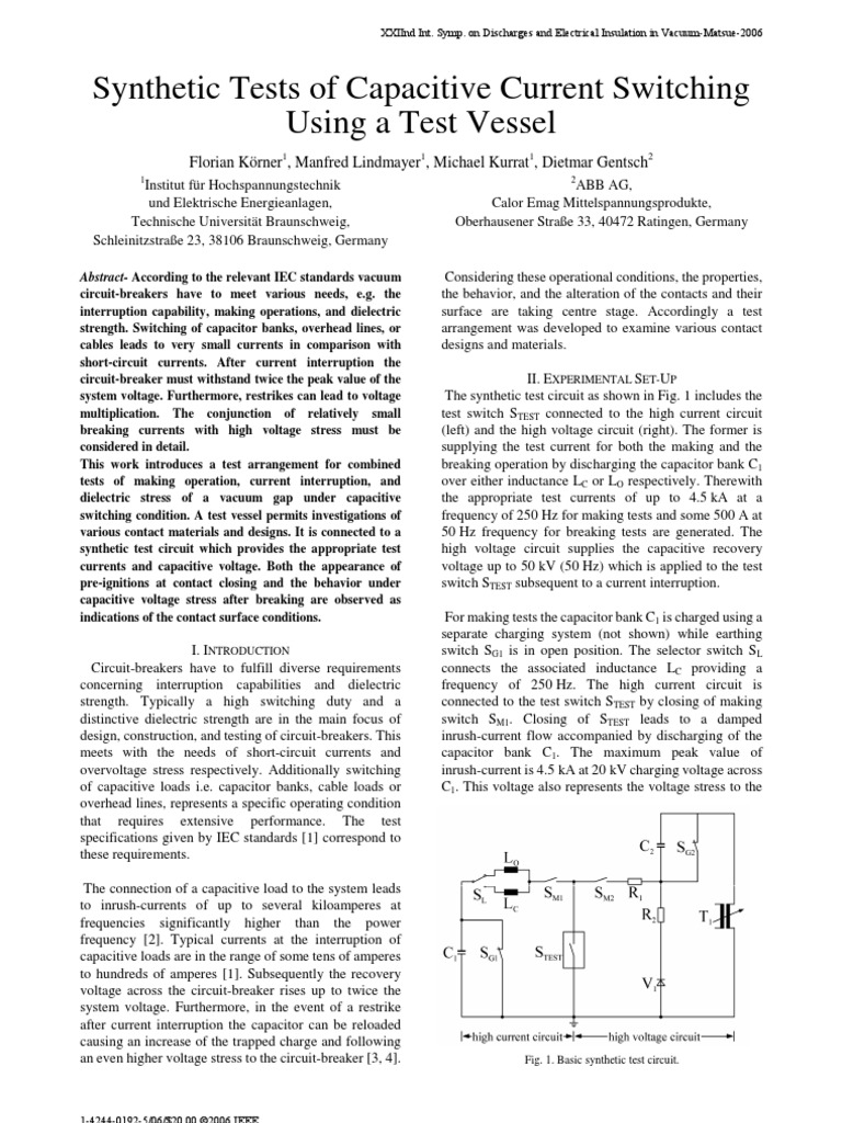 Capacitive Current Switching | PDF | Electrical Breakdown | Capacitor