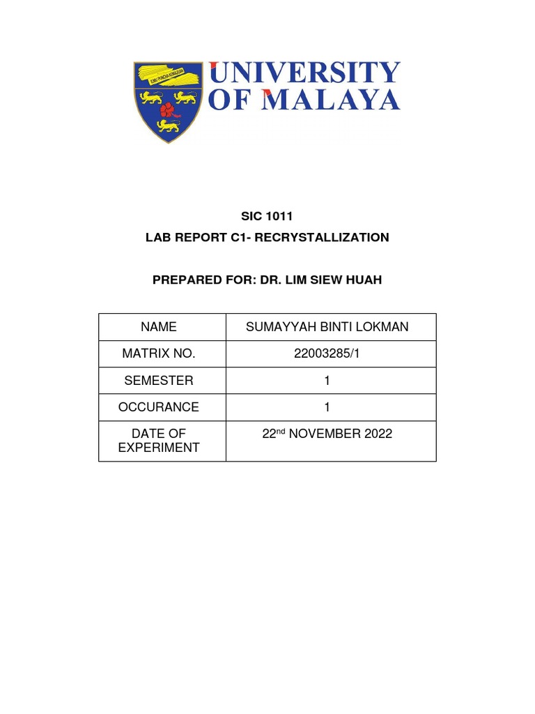 Lab Report c1 | PDF | Filtration | Physical Sciences