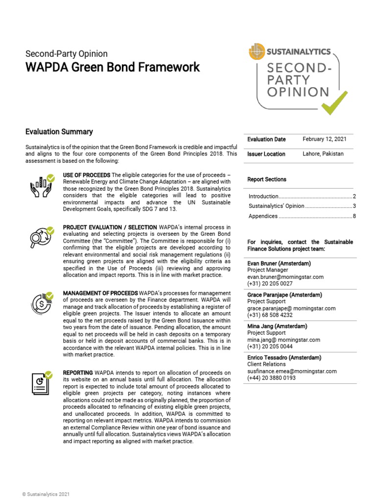 Wapda - Green Bond Framework - Second Party Opinion - VF | PDF ...