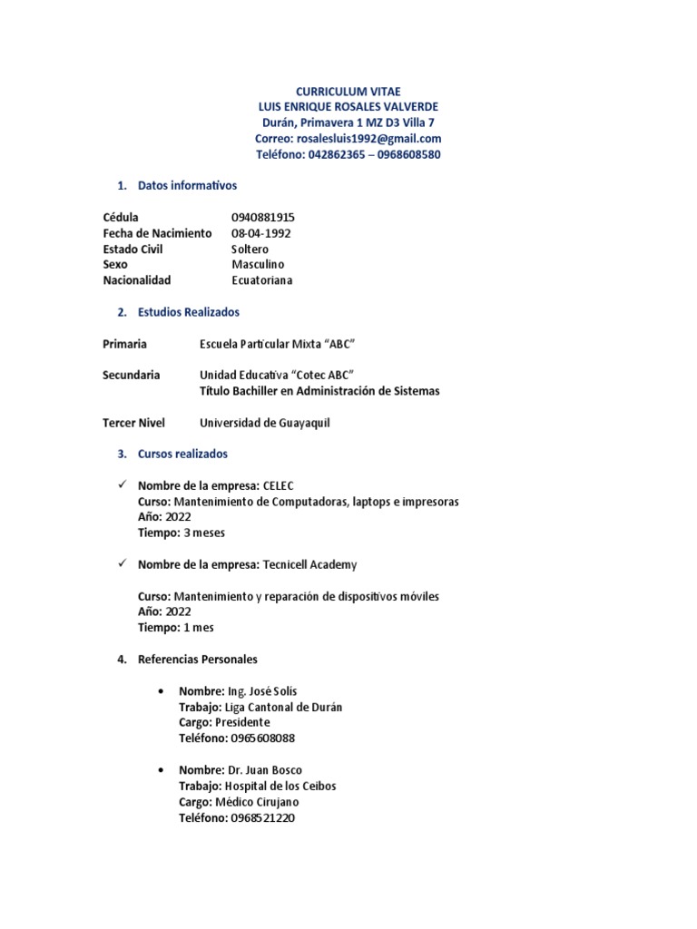 Curriculum Vitae Luis Rosales | PDF