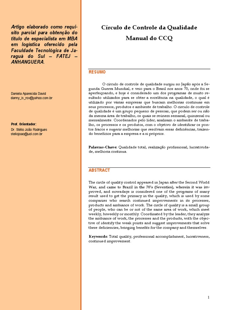 Círculo de Controle Da Qualidade Manual Do CCQ | PDF | Qualidade (negócios) | Debate
