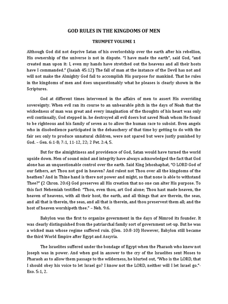 God's Sovereignty Over Earthly Kingdoms | PDF | Bible Content ...