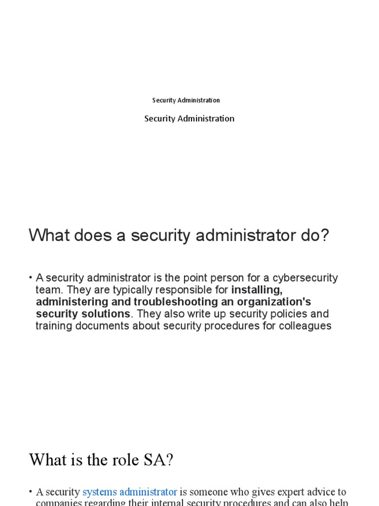 Security Administrator Role and Responsibilities | PDF | Security ...