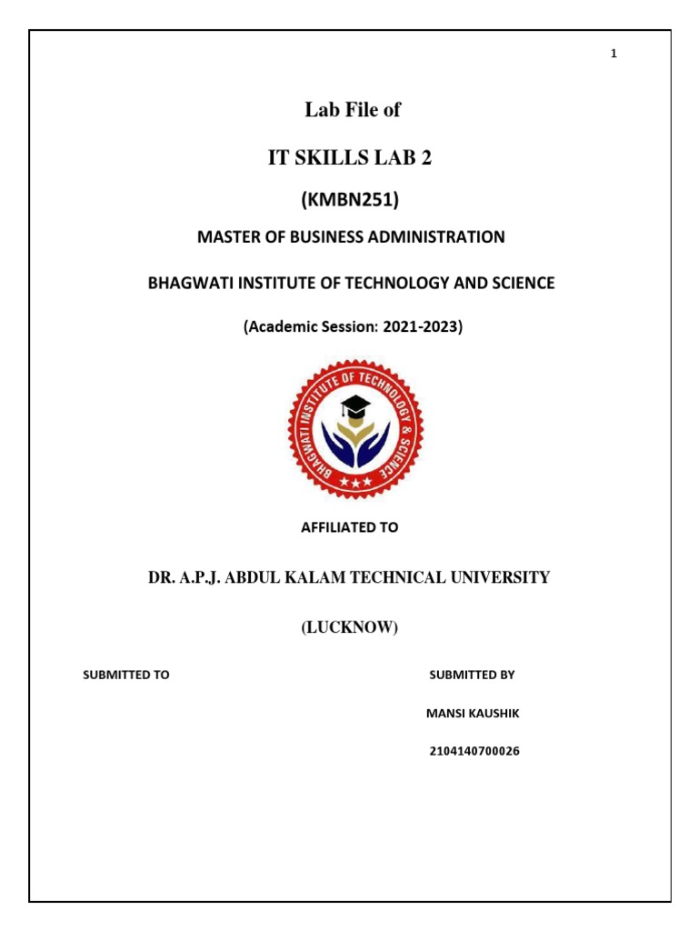 Mansi It Skills Front Page-2 | PDF