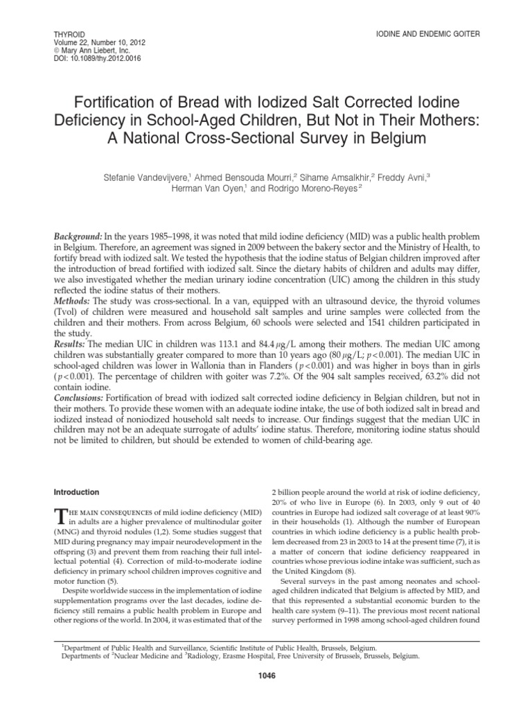 2012 - Fortification of Bread With Iodized Salt Corrected Iodine ...