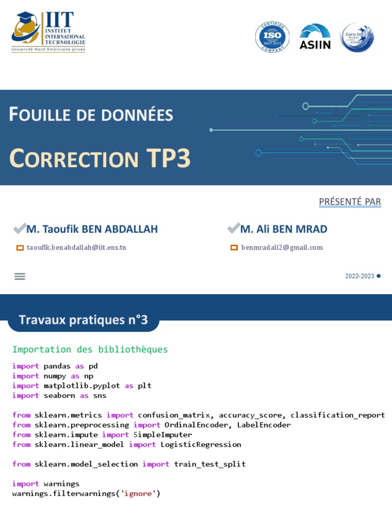 Correction TP3 : Analyse Titanic avec Python | PDF | Analyse de régression | Statistiques