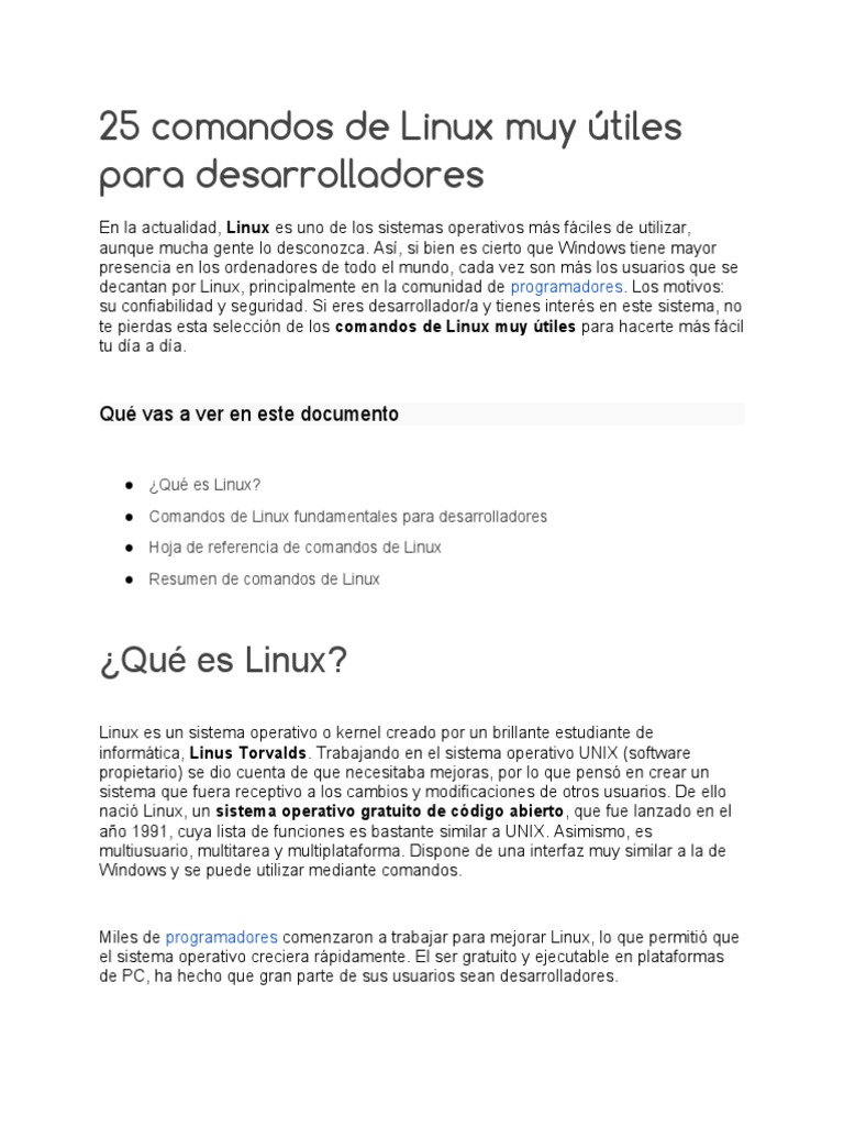 25 Comandos de Linux | PDF | Archivo de computadora | Sistema operativo