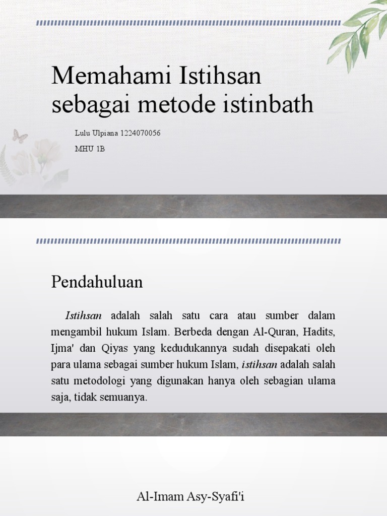 BAB 10 Memahami Istihsan Sebagai Metode Istinbath | PDF