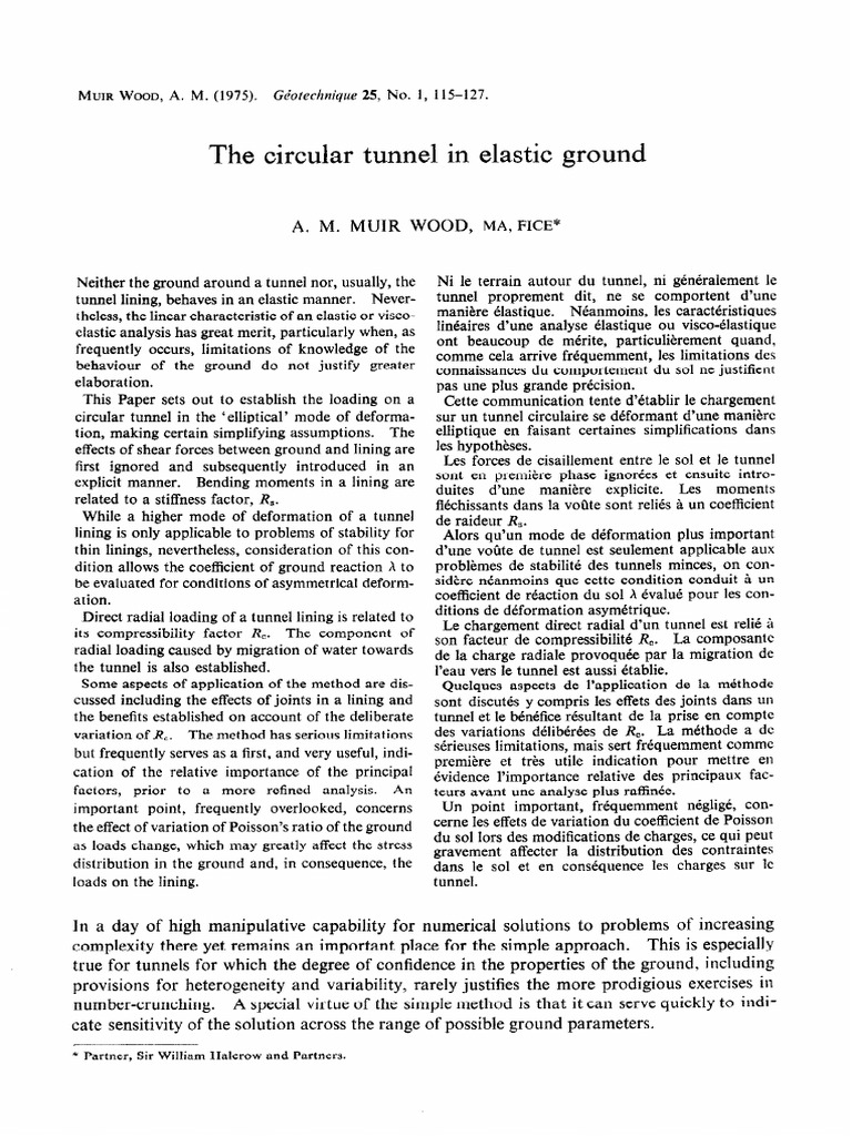 The Circular Tunnel in Elastic Ground | PDF | Deformation (Engineering) | Young's Modulus