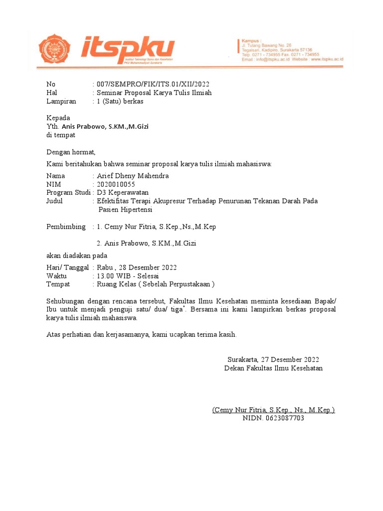 Surat Undangan Penguji Pak Anis | PDF