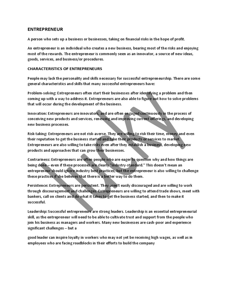 Entreprenurship Notes | PDF | Entrepreneurship | Startup Company