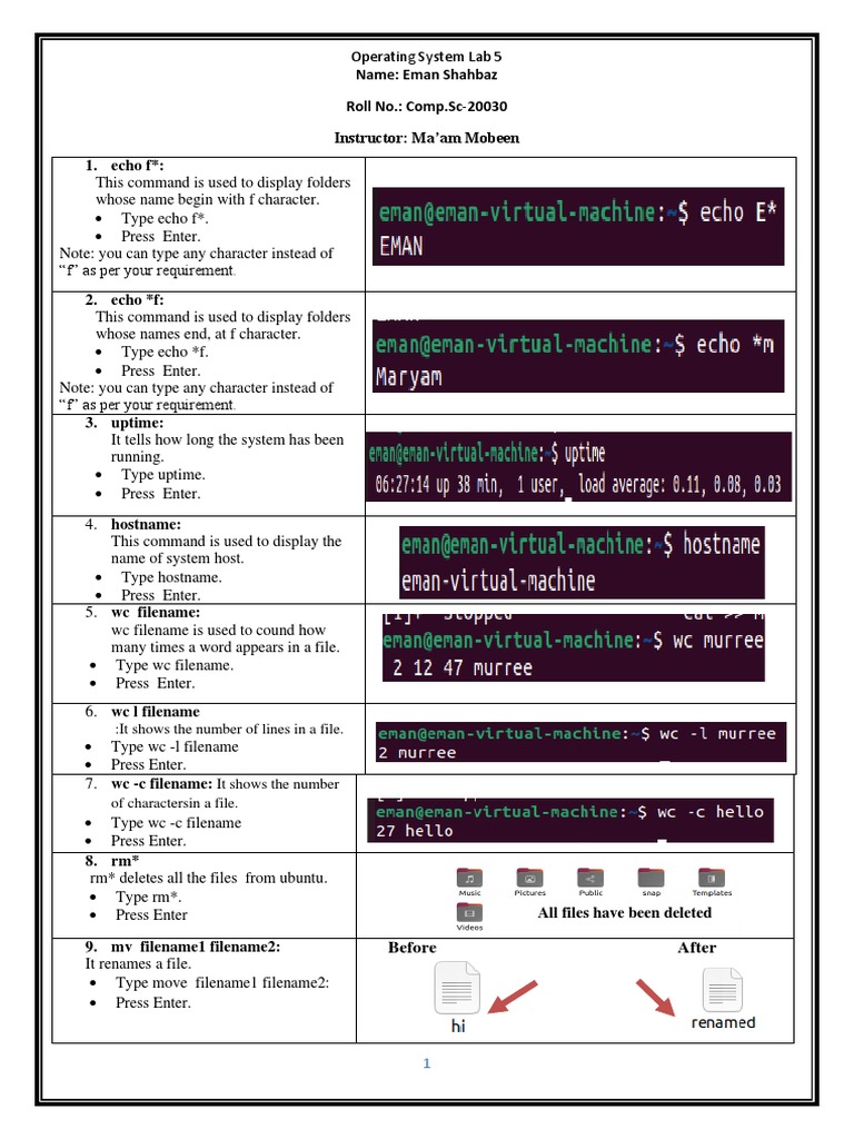 OS Lab 5 Commands | PDF
