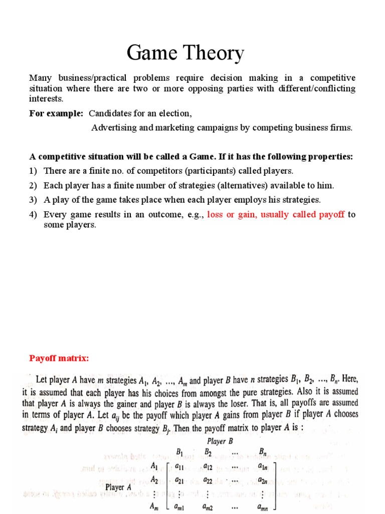 @6 - Game Theory | PDF | Matrix (Mathematics) | Game Theory