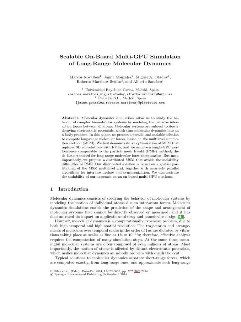 Scalable On Board Multi Gpu Simulation Of Long Range Molecular Dynamics Pdf Molecular