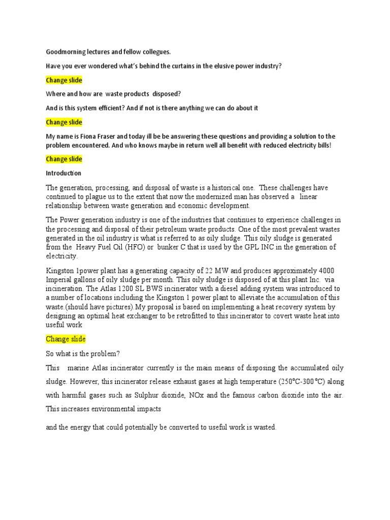 Proposal Script | PDF | Heat Exchanger | Incineration