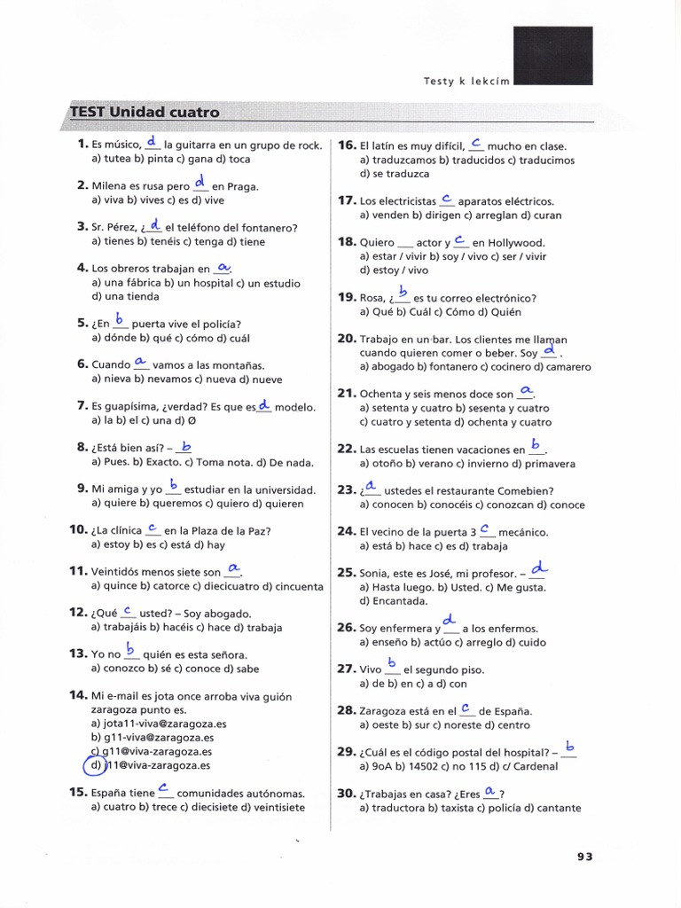 Aventura 1 - Tests - Unidad 4 | PDF