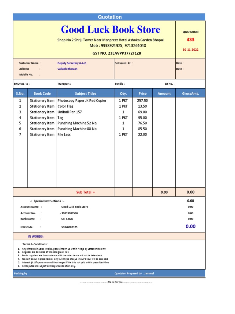 Quation Format | PDF | Photocopier | Cheque