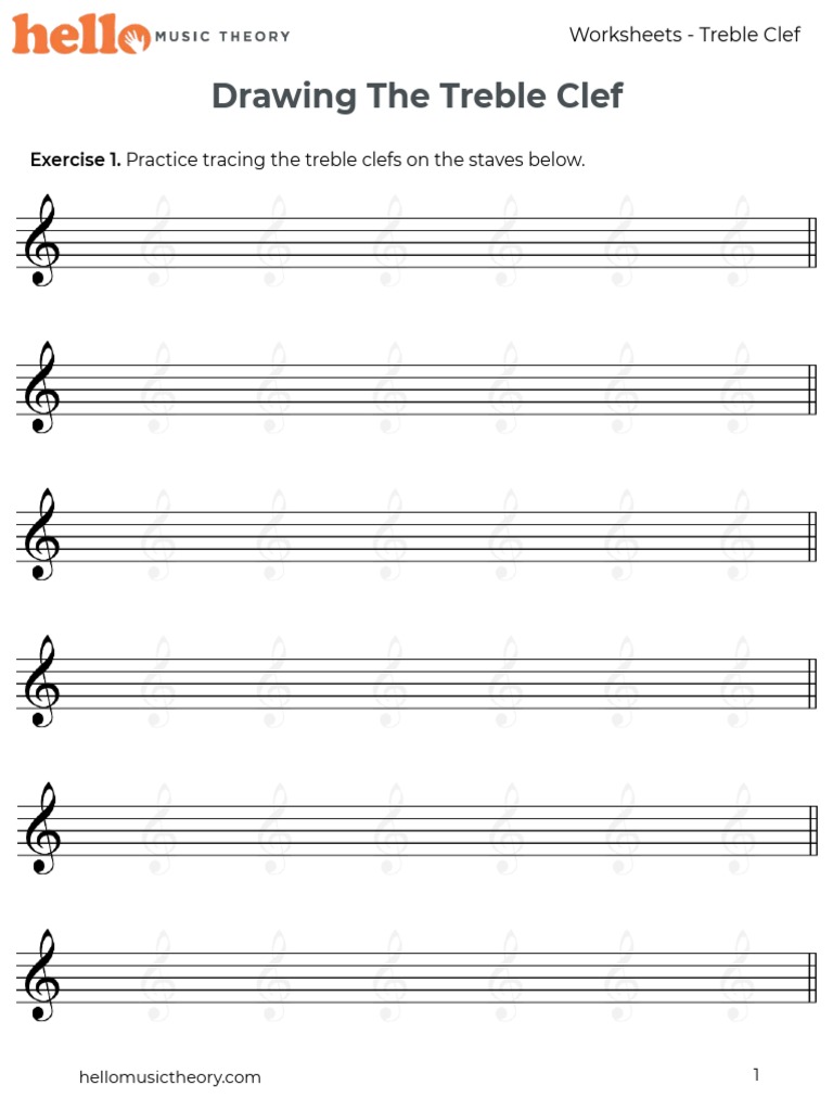 Treble Clef Drawing Exercises | PDF