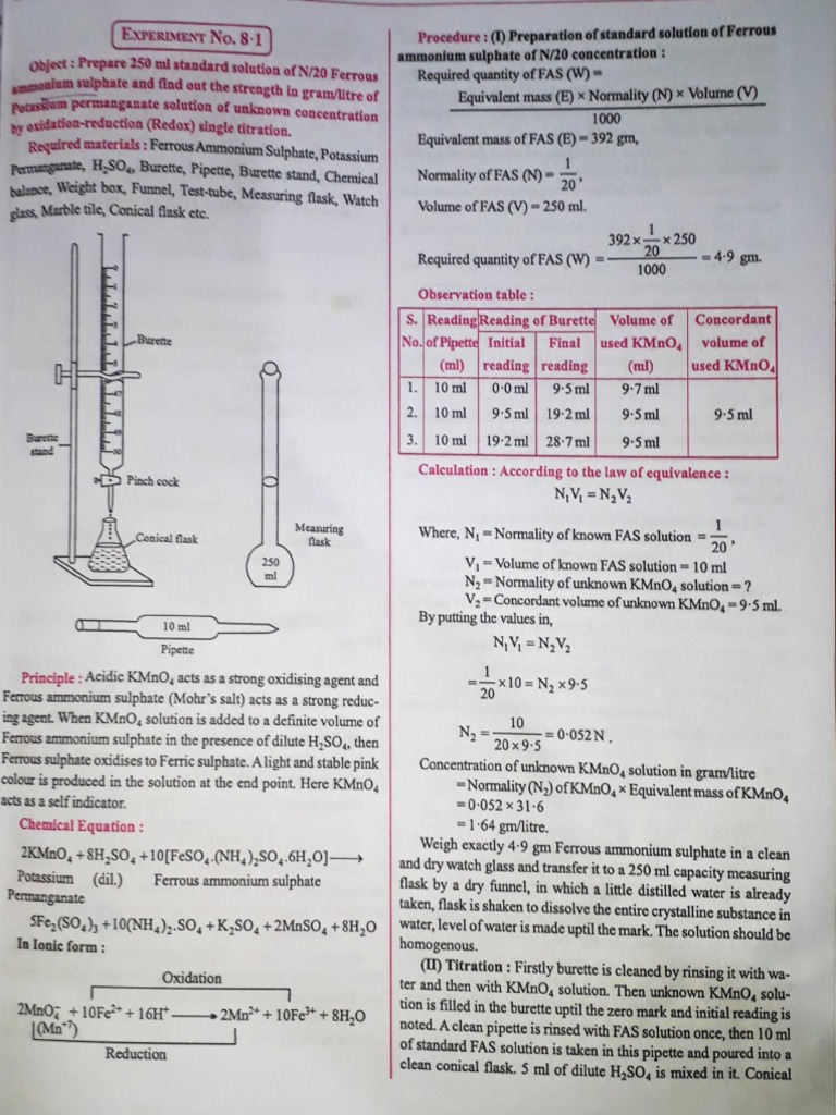 Volumetric Analysis (Chemistry Practical) | PDF