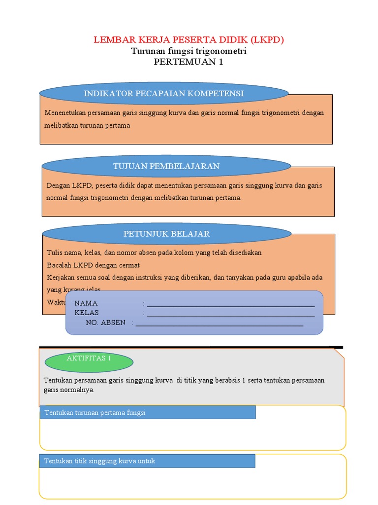 Contoh LKPD (Lembar Kerja Peserta Didik) | PDF
