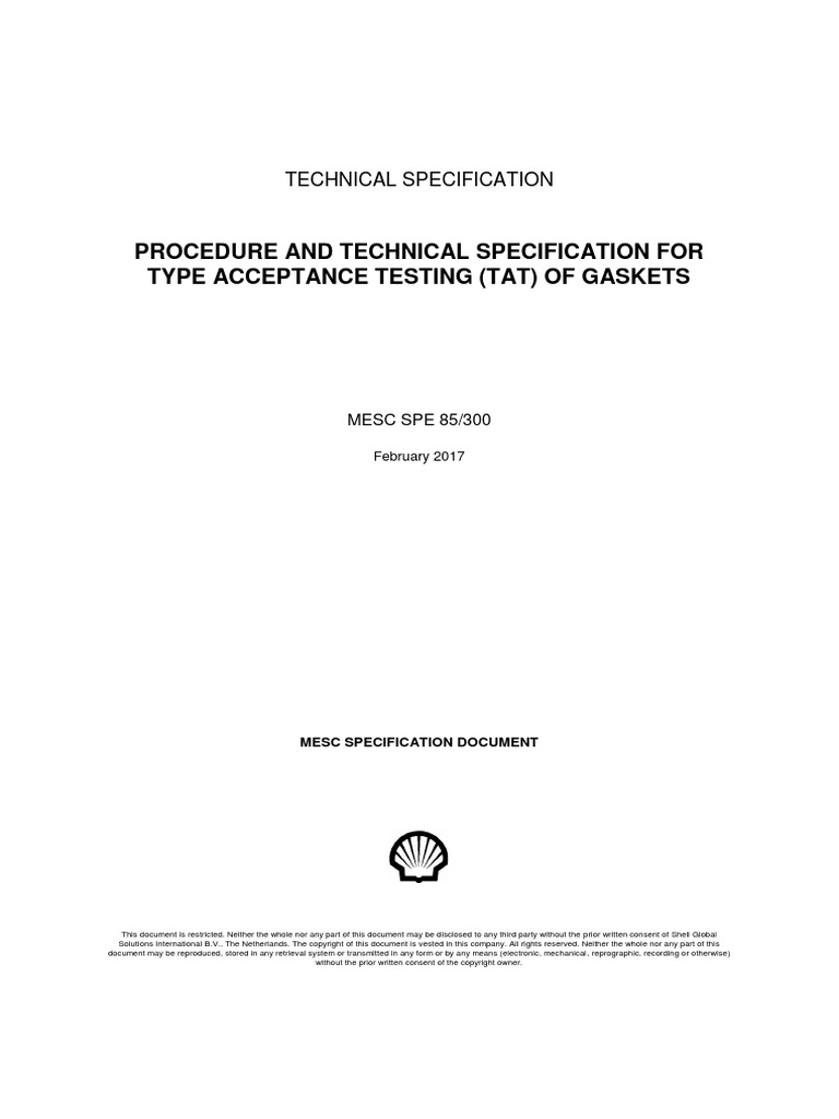 SPE 85-300 (Feb 2017) - Type Acceptance Testing of Gaskets | PDF ...