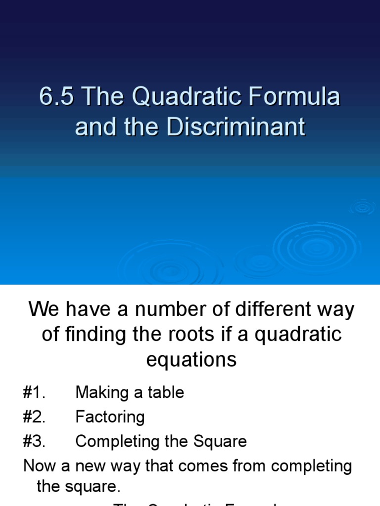 6 5 The Quadratic Formula and The Discriminant | PDF | Quadratic ...