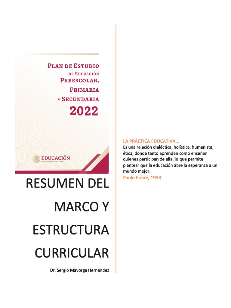 Resumen del Marco Curricular y Plan de Estudios 2022 para la Educación Básica Mexicana según el ...
