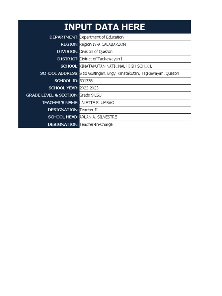 SEO-Optimized Title for Class Record Document for Grade 9 Music Subject ...