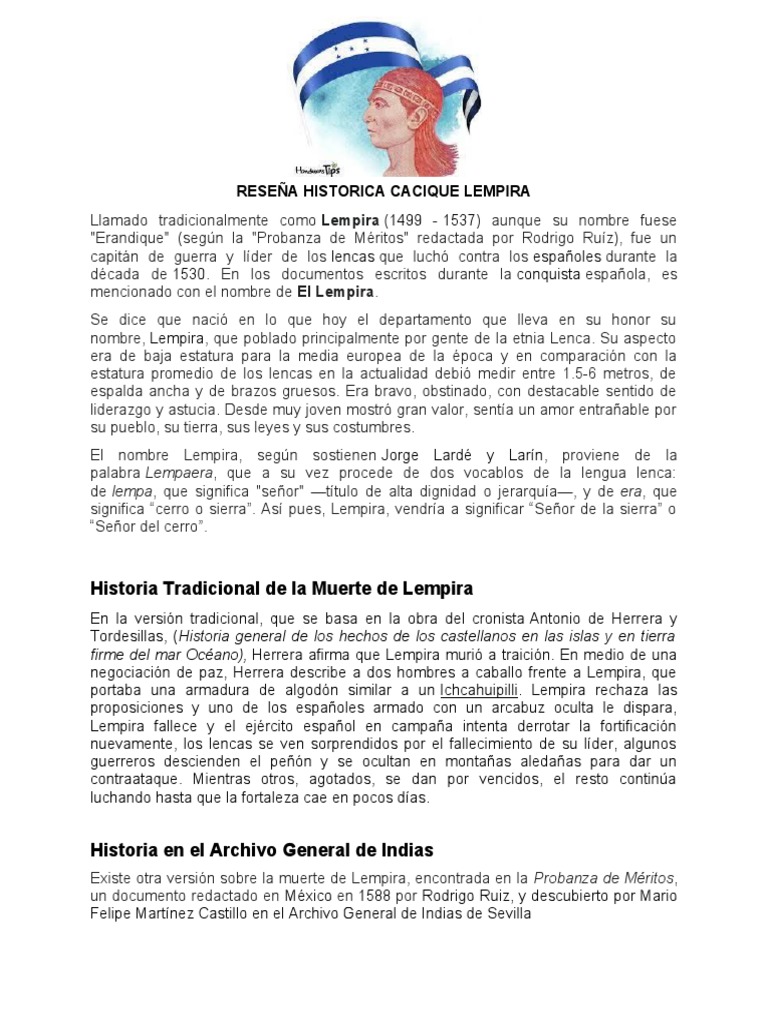 Reseña Historica Cacique Lempira | PDF | Colonización española de las ... Reseña Historica Cacique Lempira | PDF | Colonización española de las ...