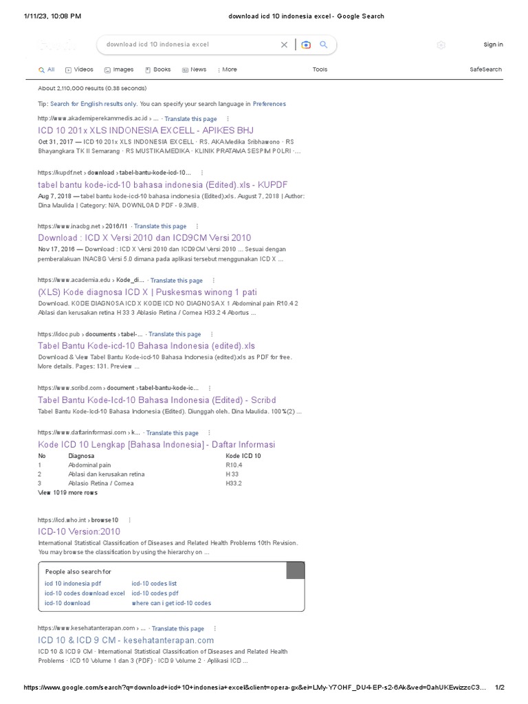 Icd 10 Indonesia Excel - Google Search | PDF | Health Informatics ...