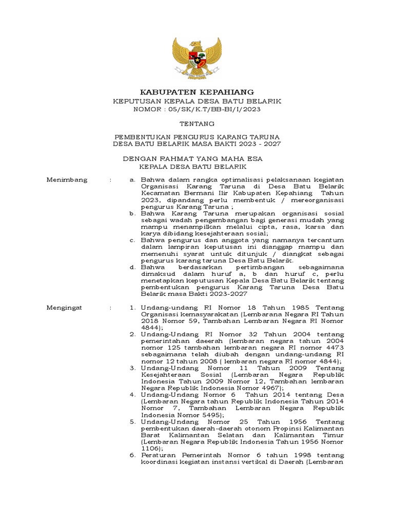 Contoh SK Karang Taruna | PDF