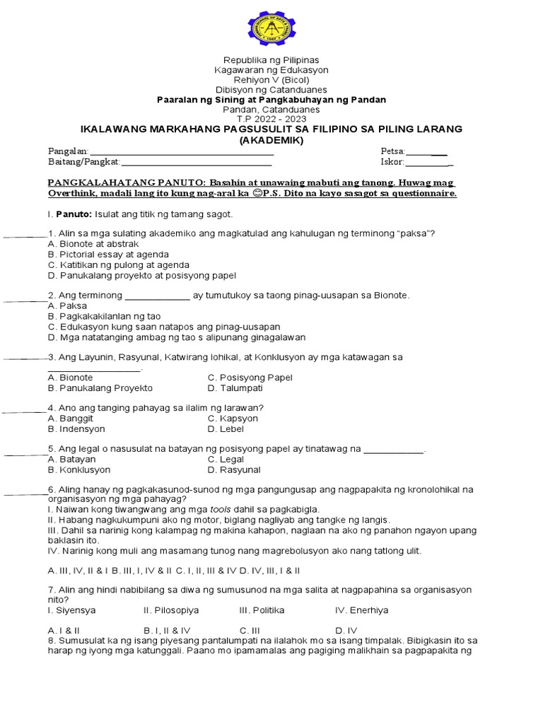 2nd Periodic Exam FPL | PDF