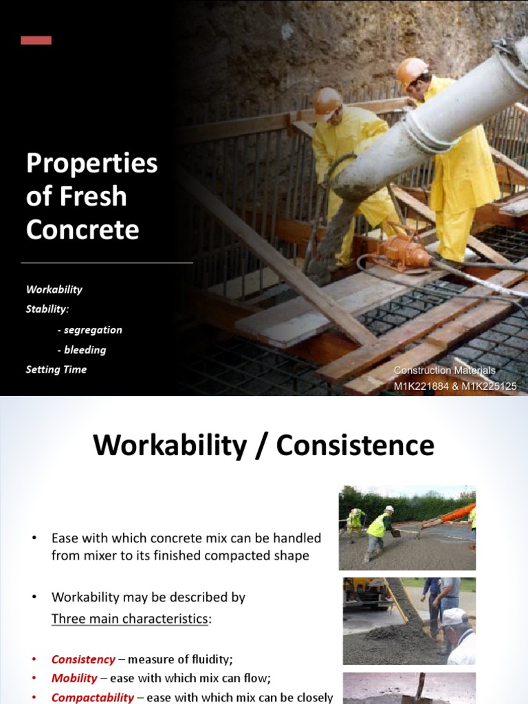 Properties and Workability of Fresh Concrete | PDF | Concrete | Cement