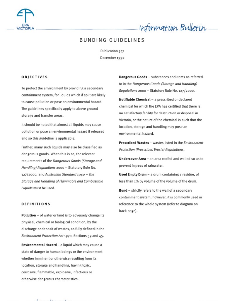Bunding Guidelines for Chemical Storage | PDF