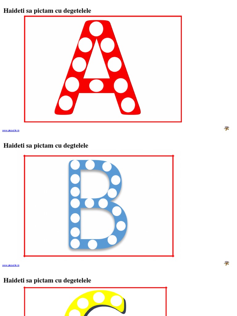 Alfabet - Pictat - Cu Degetul - PDF Versiunea 1 | PDF
