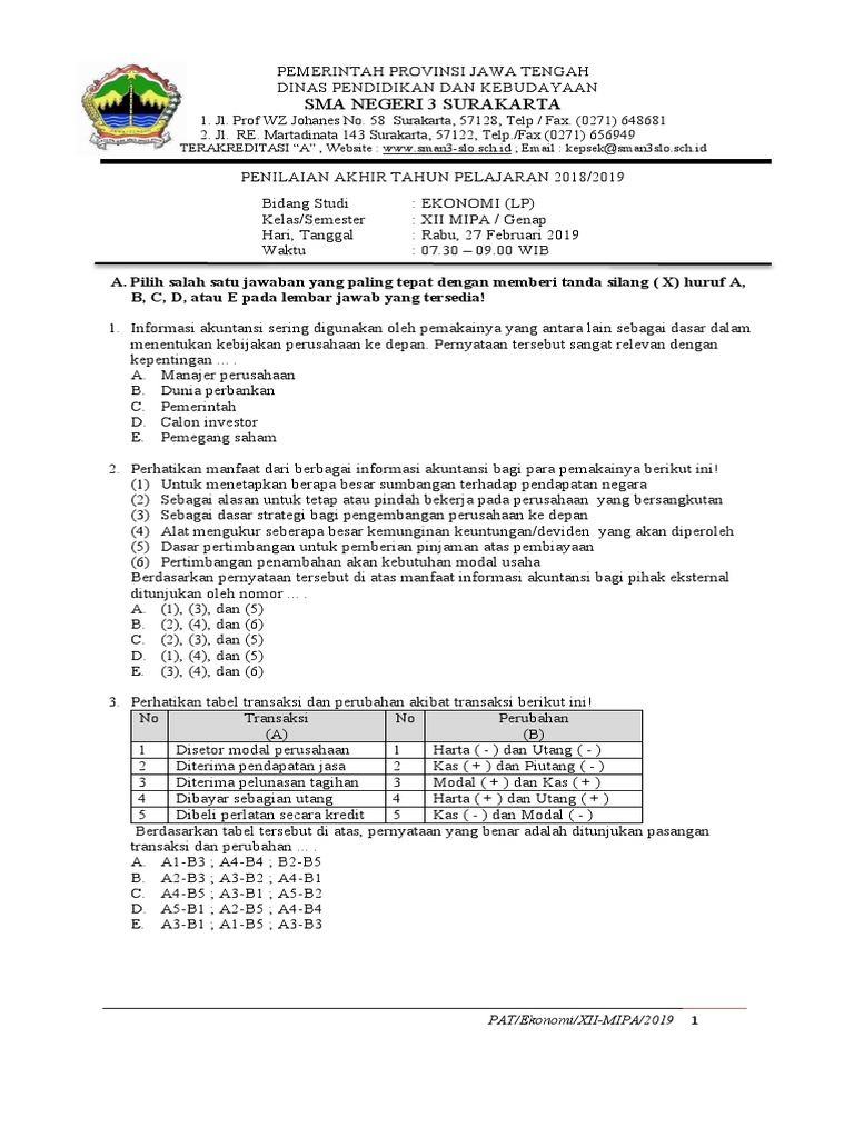 Pat 2019 Mipa Cetak | PDF | Bisnis