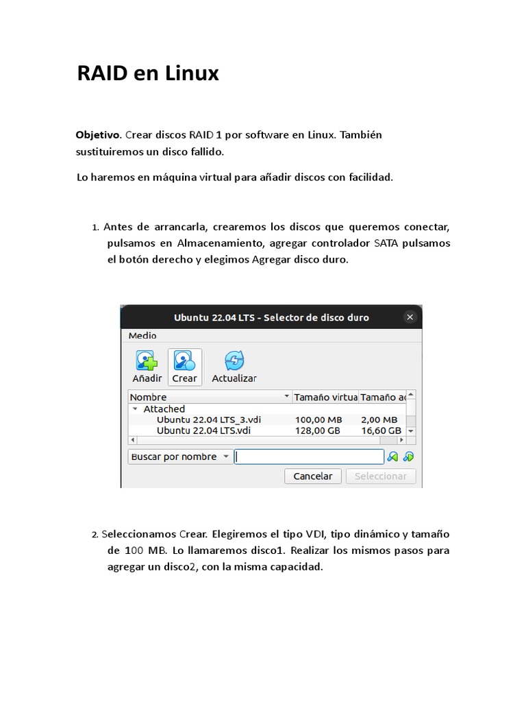 Crear RAID 1 en Linux: Guía Paso a Paso | PDF | Informática | Gestión de tecnología de la ...