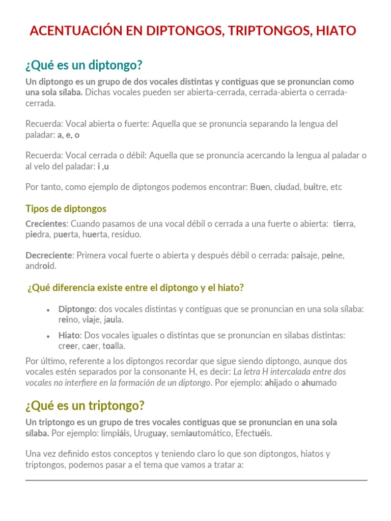 Acentuación: Diptongos y Triptongos | PDF | Vocal | Lingüística