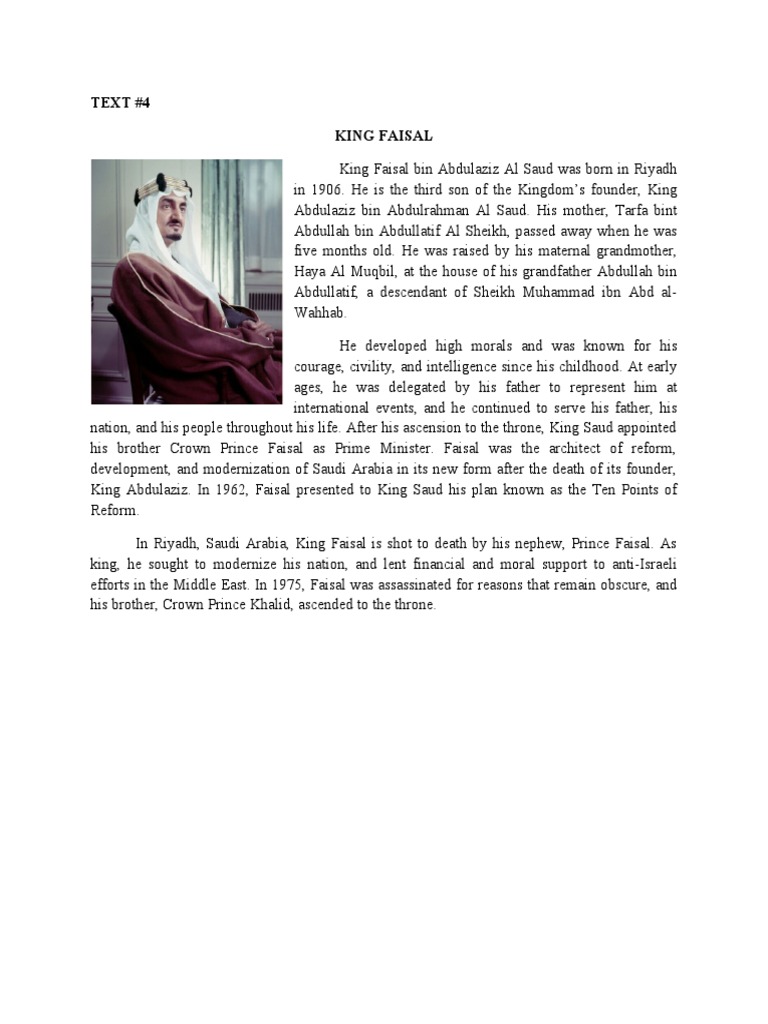 Text 4 - King Faisal | PDF | Riyadh | Arabs